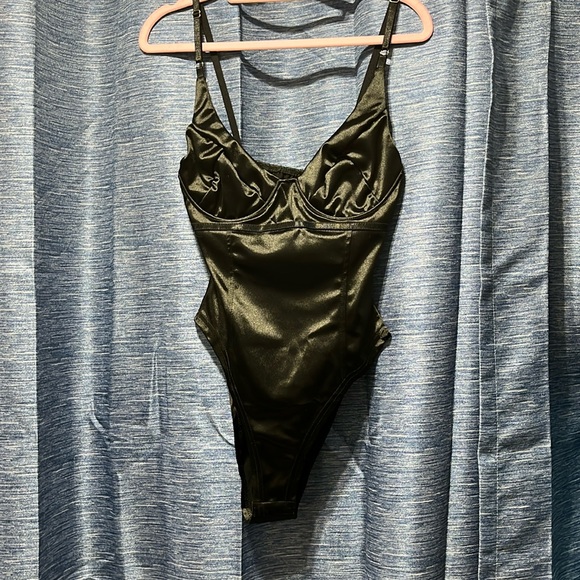 Intimates & Sleepwear | Black Satiny Underwire Bodysuit | Poshmark